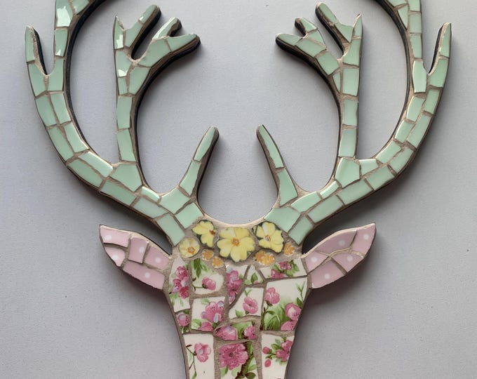 Vintage China Mosaic Stag Head, Wall Decor - Etsy UK