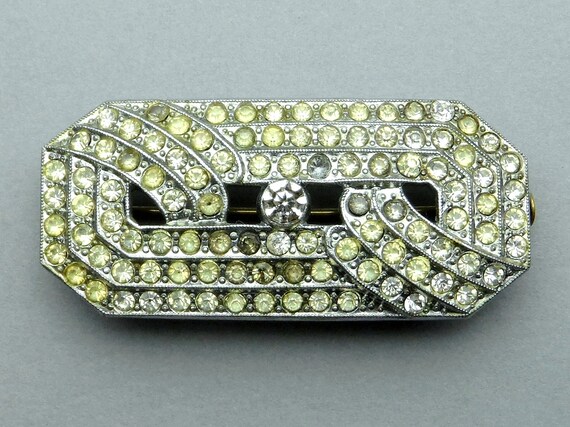 Geometric Node, Rhinestones. Art Deco Large Antique B… - Gem