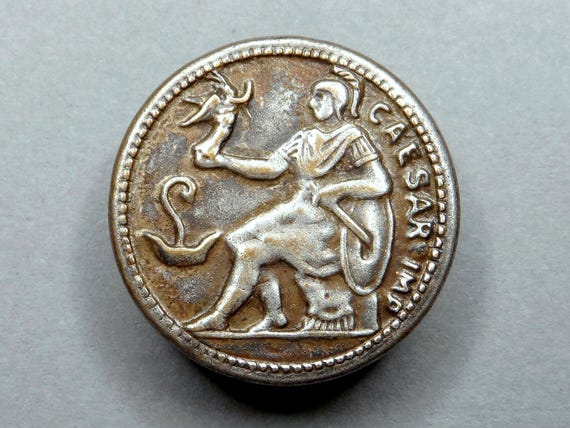 Roman Soldier, Caesar. Antique French Button. - Gem