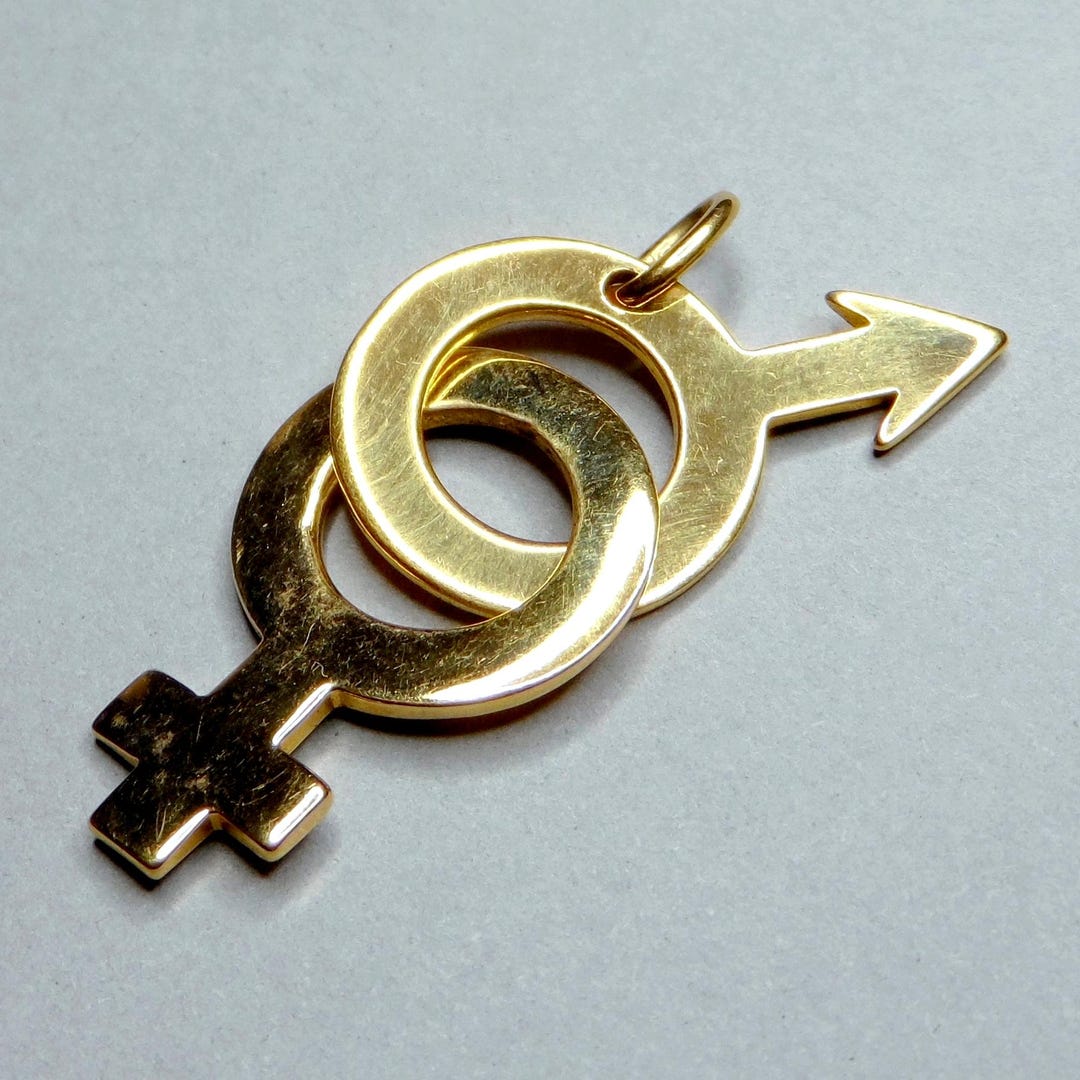 Symbols Interlocked Female and Male. Vintage Pendant. Large Medal. - Etsy