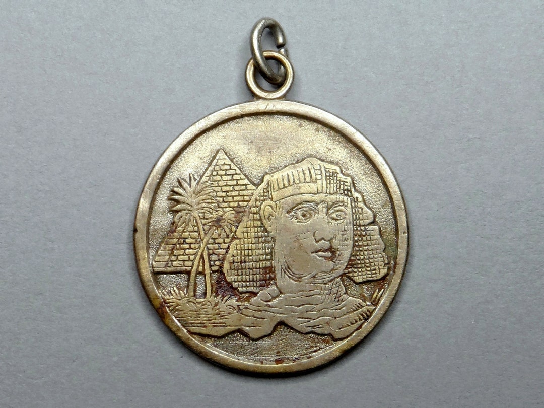 Pyramid and Sphinx, Antique Large Pendant. Travel Souvenir Medal. - Etsy