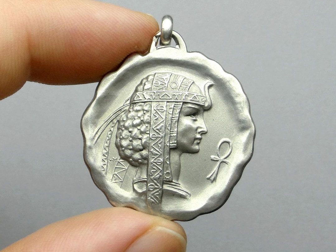 Cleopatra, Antique Large Pendant. Silver Medal. - Etsy