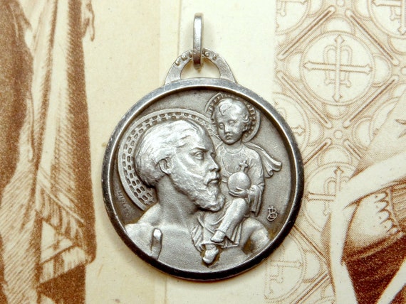 Saint Christopher and Jesus. Antique Religious Silver… - Gem