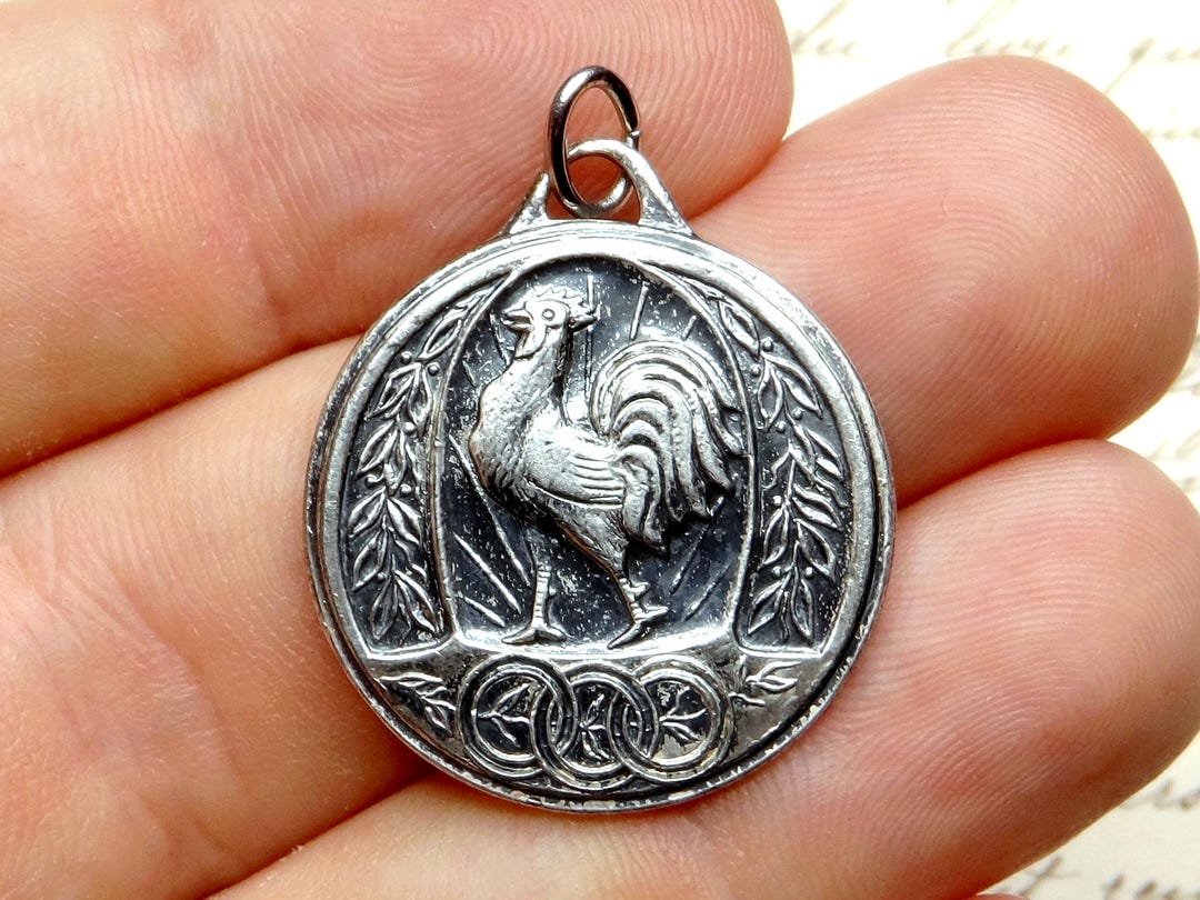 Rooster. Sport Contest. Antique Pendant. French Large Medal. - Etsy
