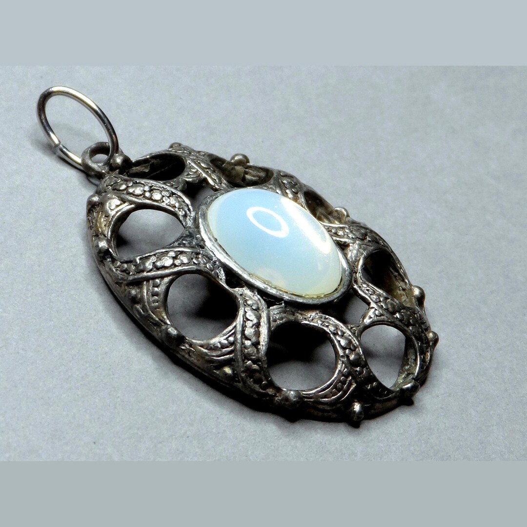 Lonely. Vintage Large Pendant. Opal Gemstone Medal. - Etsy