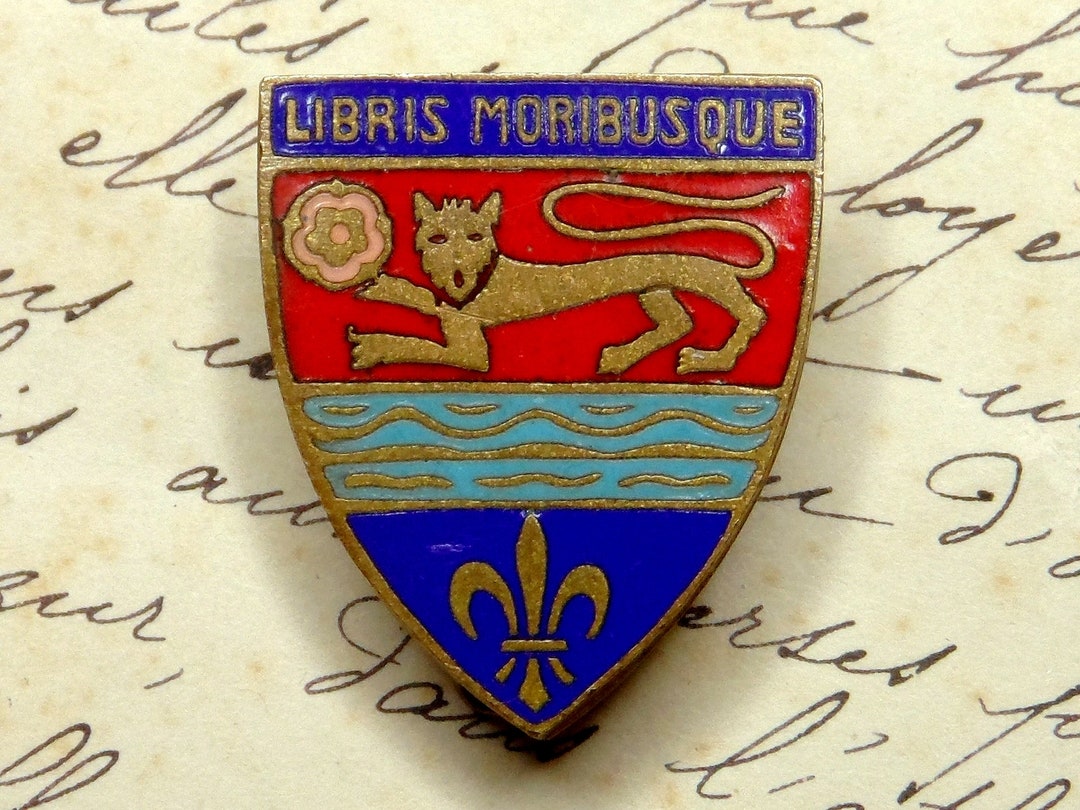 Heraldic Leopard & Rose and Lily Flower, Coat of Arms, Antique Enamel ...