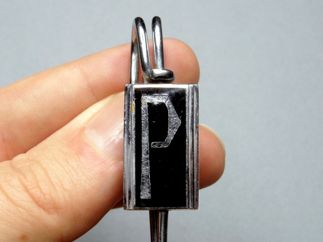 P. Antique Large Enamel Safety Pin. Letter Brooch. - Etsy