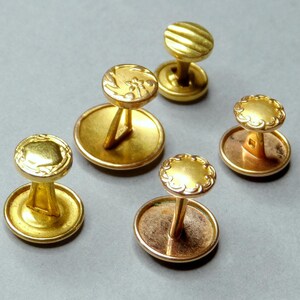 Antique Collar Button. A Pair and 3 Orphans. Gold Plating FIX. French Art Deco. - Etsy