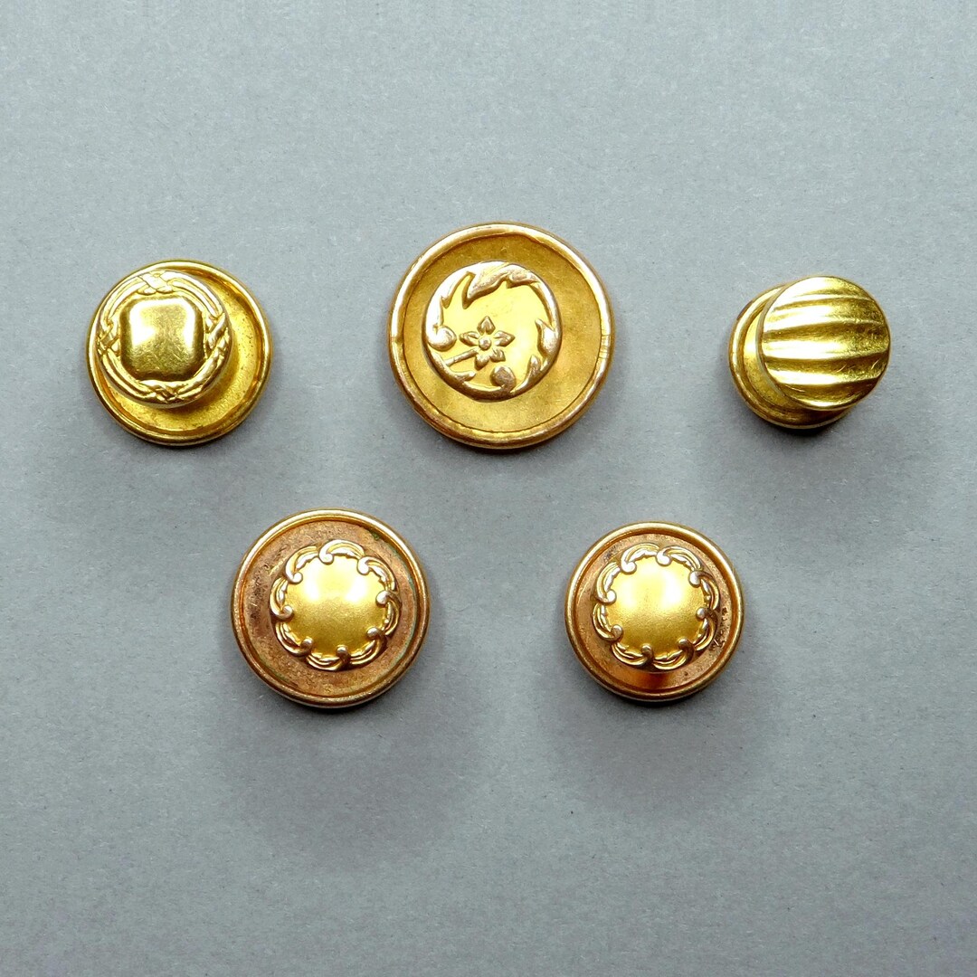 Antique Collar Button. A Pair and 3 Orphans. Gold Plating FIX. French Art Deco. - Etsy