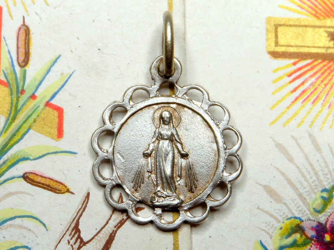 Saint Virgin Mary. French Antique Religious Openwork Pendant ...