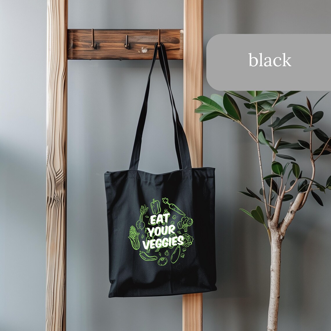 Eat Your Veggies Tote Bag - Healthy Eating Nutrition Reusable Canvas ...