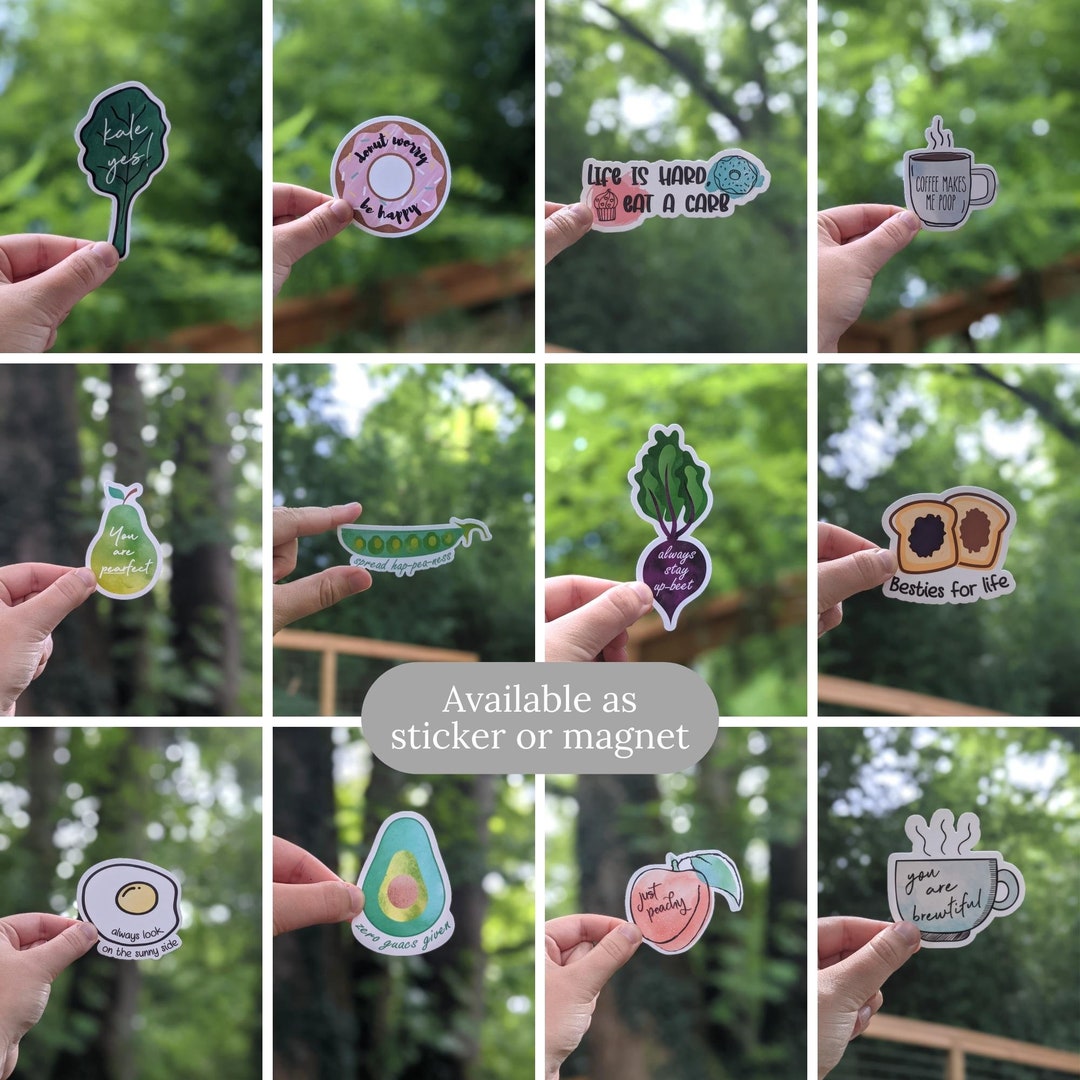 Food Pun Sticker or Magnet Pack Vegetables and Fruit Sticker Pack, Plus ...