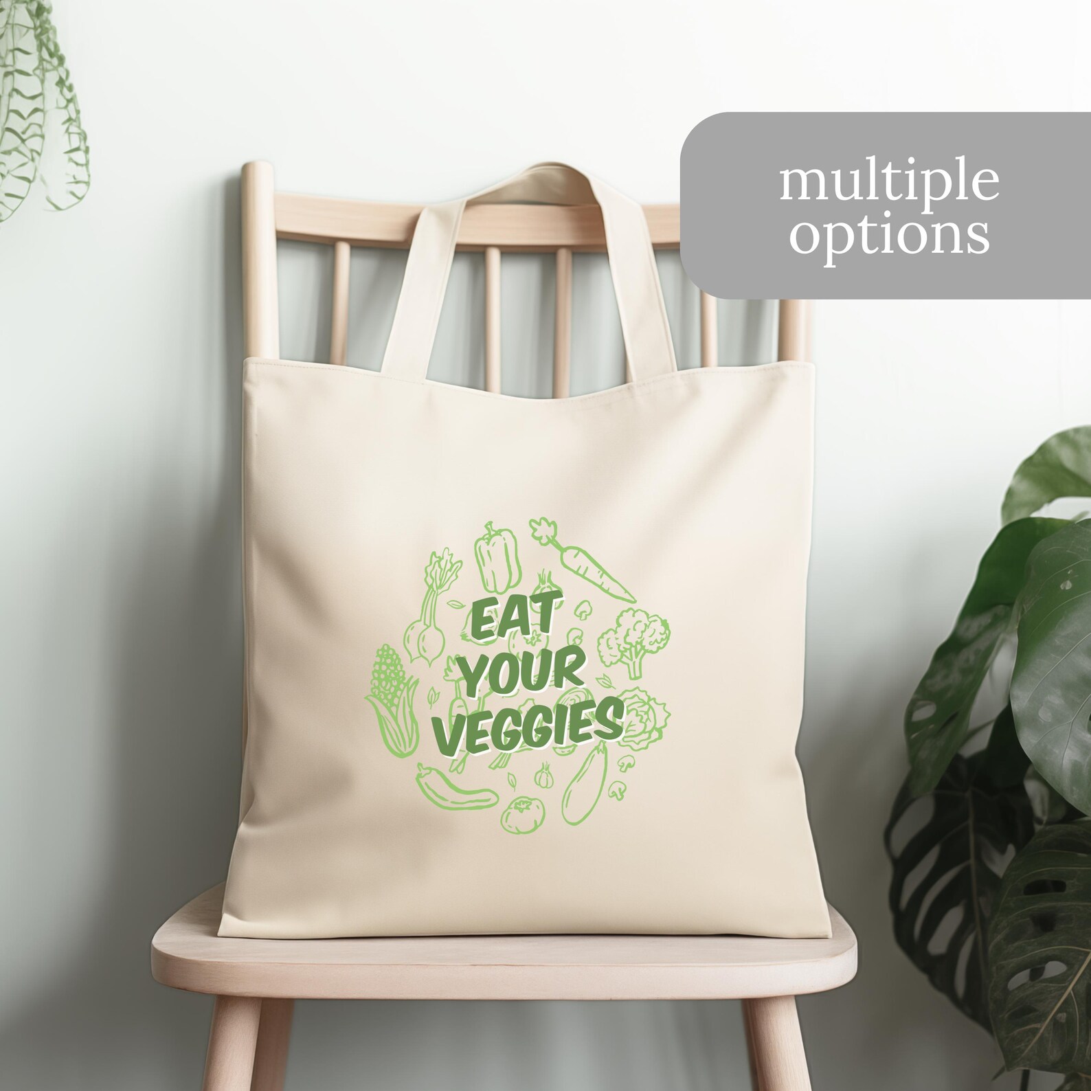 Eat Your Veggies Tote Bag - Healthy Eating Nutrition Reusable Canvas ...