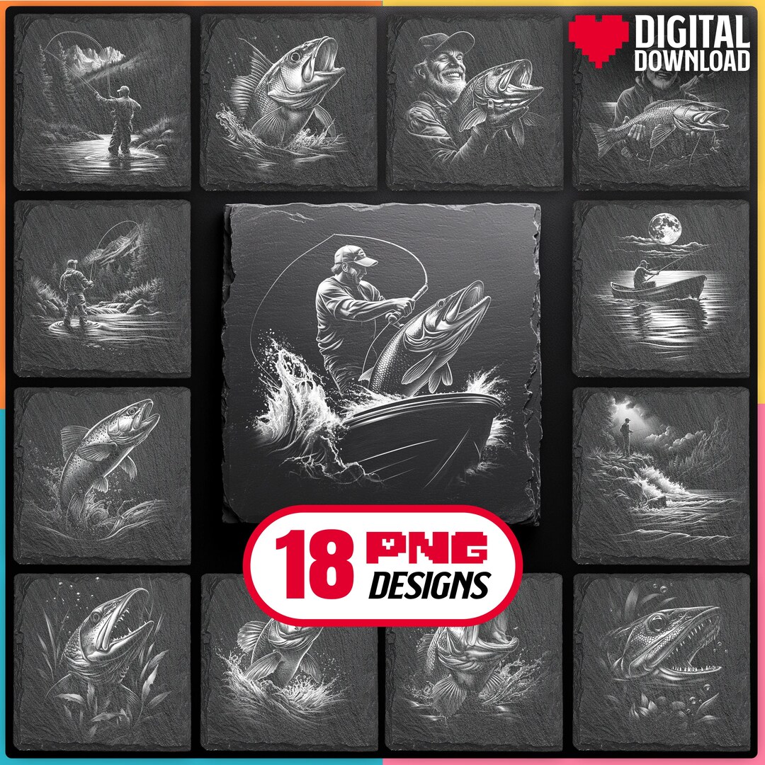Bass Fishing Laser Png Bundle for Engraving Digital Download, Engraving ...