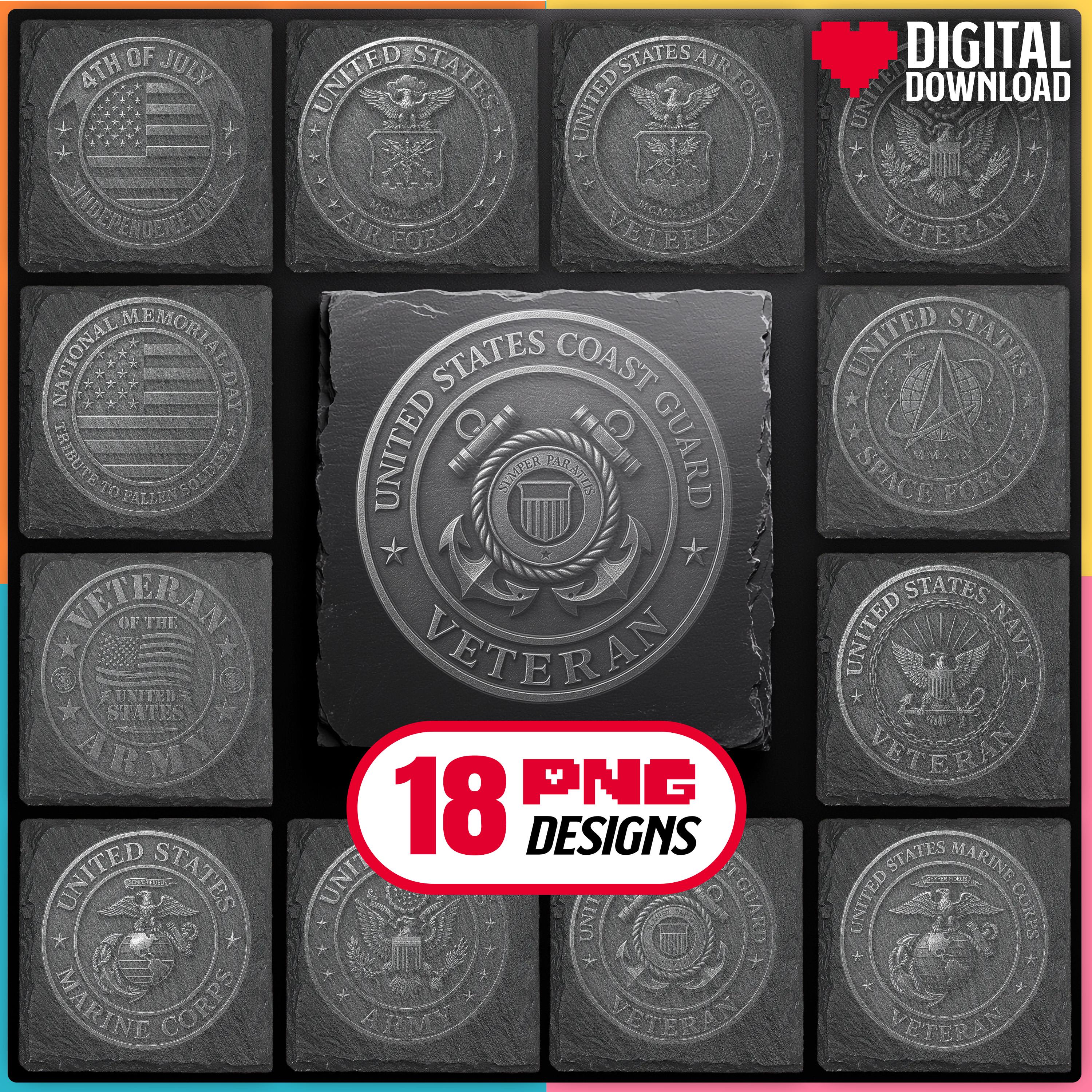 American Military Logos Laser Engraving PNG Bundle Digital Download for ...