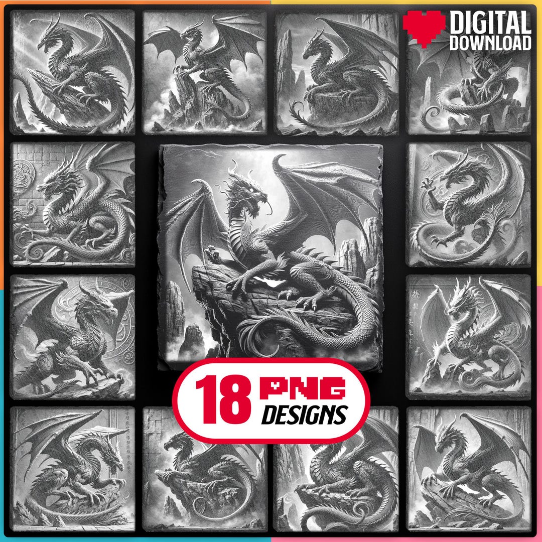 Dragon 3d Illusion Laser Files for Engraving Png Bundle, Digital ...