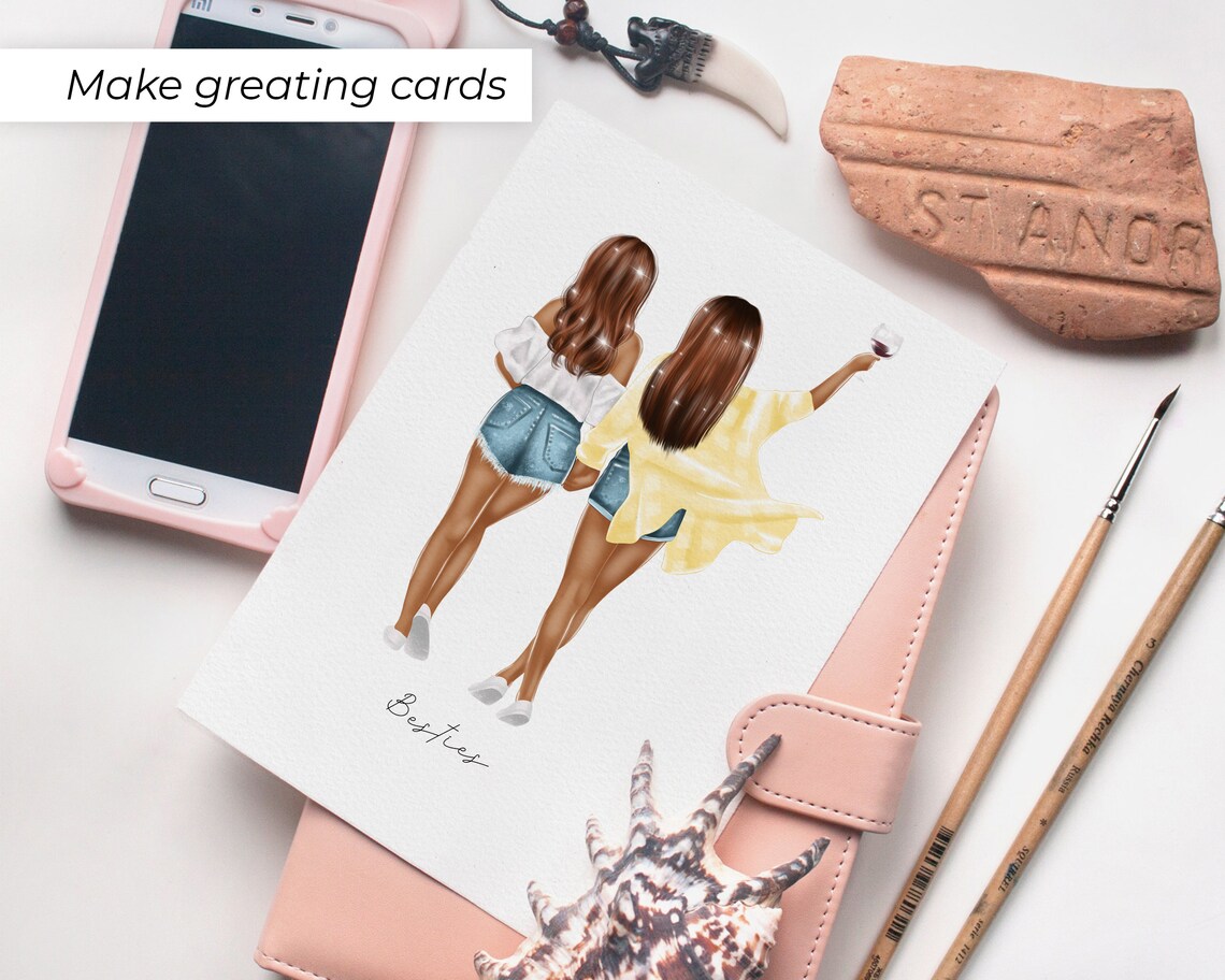 Best Friend Clipart African American Besties Clipart for - Etsy