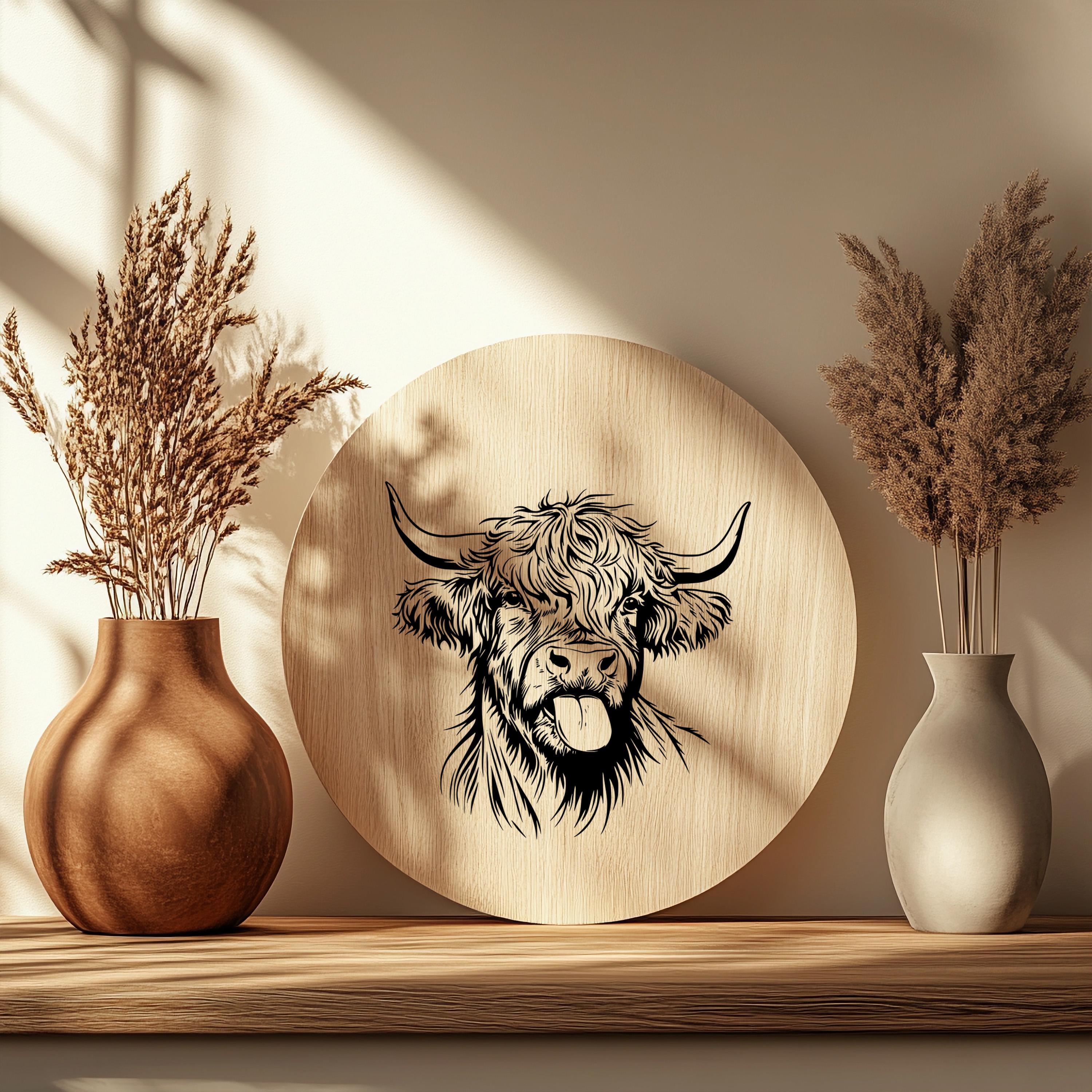 Highland Cow Laser Cut Files Bundle With SVG, DXF and PNG for Engraving ...