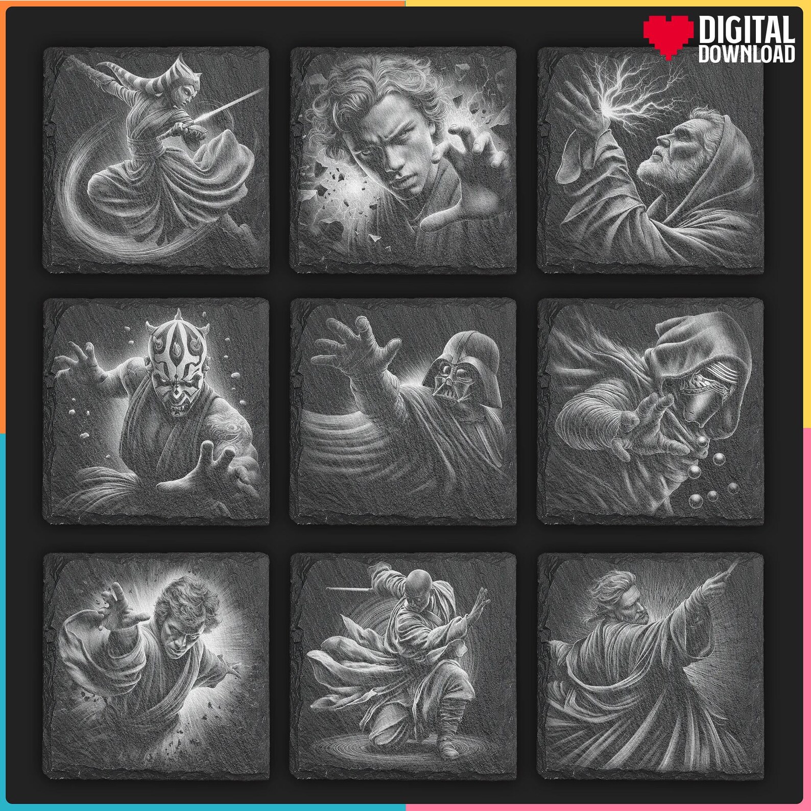 Cosmic Wars Slate Coaster PNG Bundle - Galactic Saga Movie Laser ...