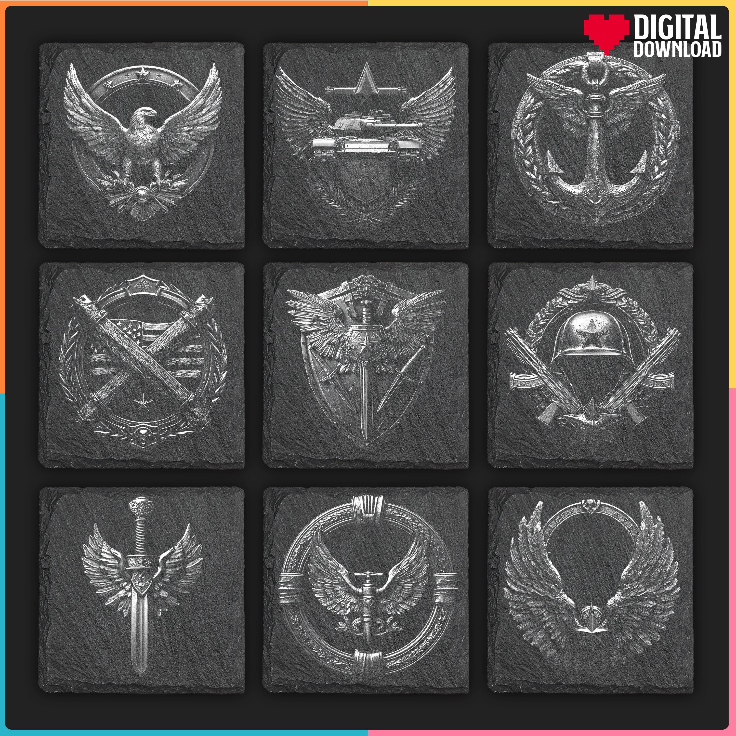Military Emblem Laser Engraving PNG Bundle Digital Download for ...