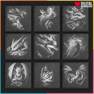 Dragon Laser Files for Engraving Png Bundle, Digital Download for ...