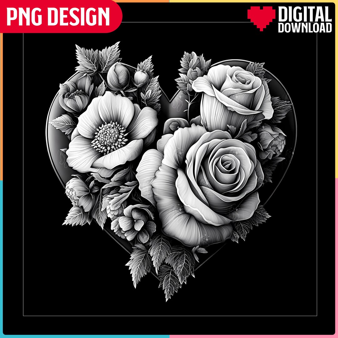 Heart Flower Laser Files PNG Bundle for Engraving Digital Download for ...