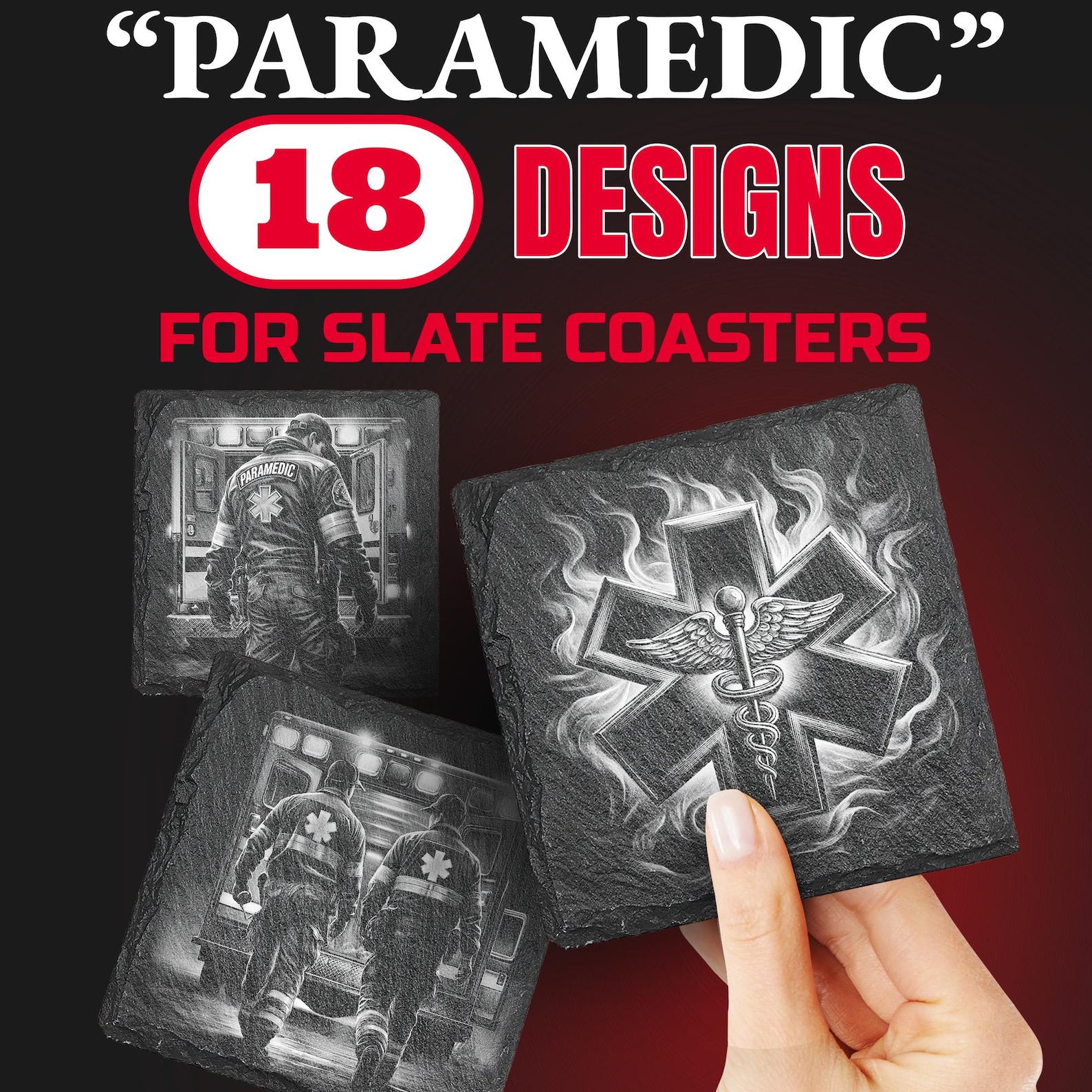 Paramedic Slate Coaster Designs - Ambulance Emblem Laser Engraving ...