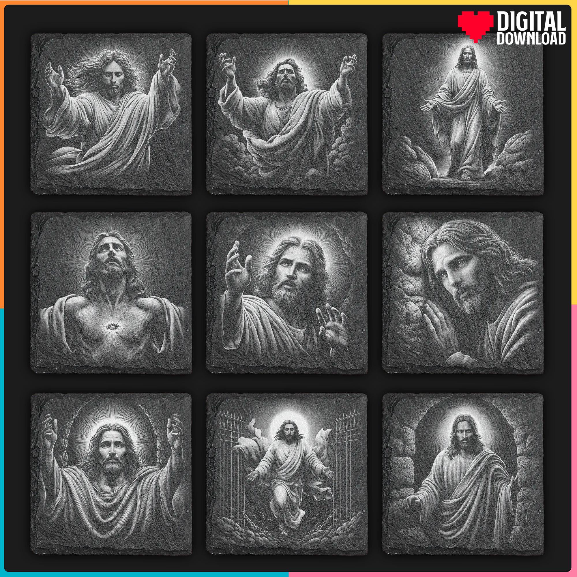 Jesus Laser Engraving PNG Bundle — Christian Religion Slate Coaster ...