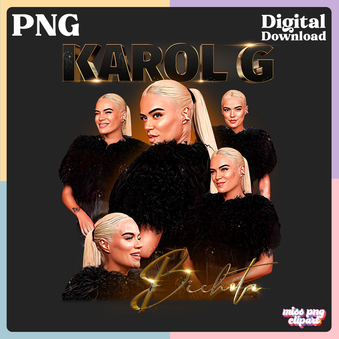 Karol G Blonde Hair Bootleg Png for Bichota Fan Gift Retro Black Shirt ...