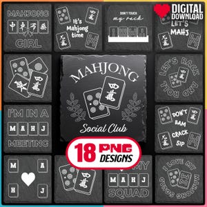 Mahjong Game Laser Engraving PNG Bundle Digital Download for MAHJ Party ...