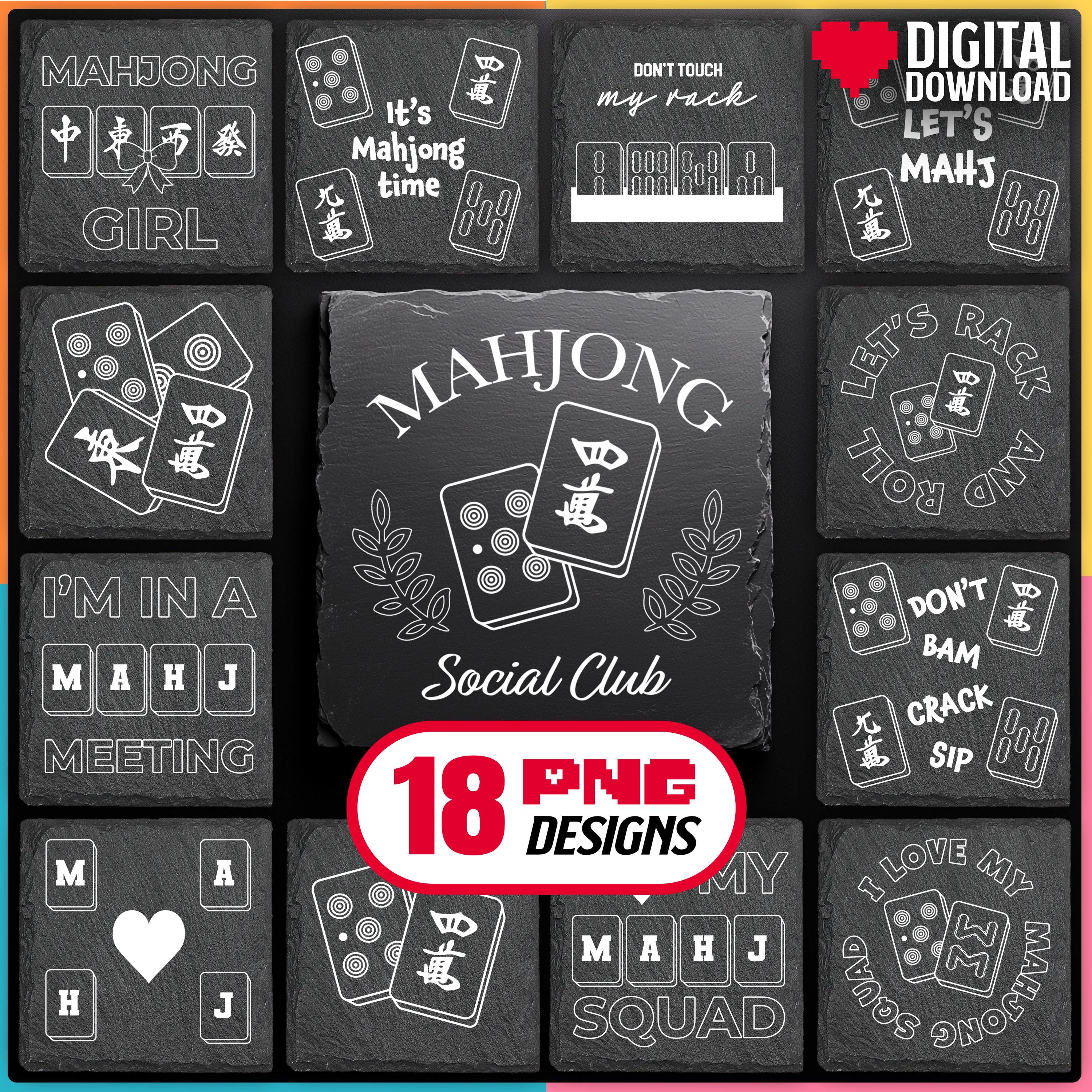Mahjong Game Laser Engraving PNG Bundle Digital Download for MAHJ Party ...