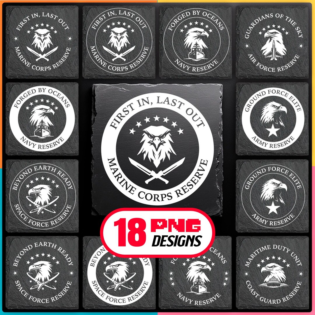 American Military Logos Reserve Laser Engraving PNG Bundle — Slate ...