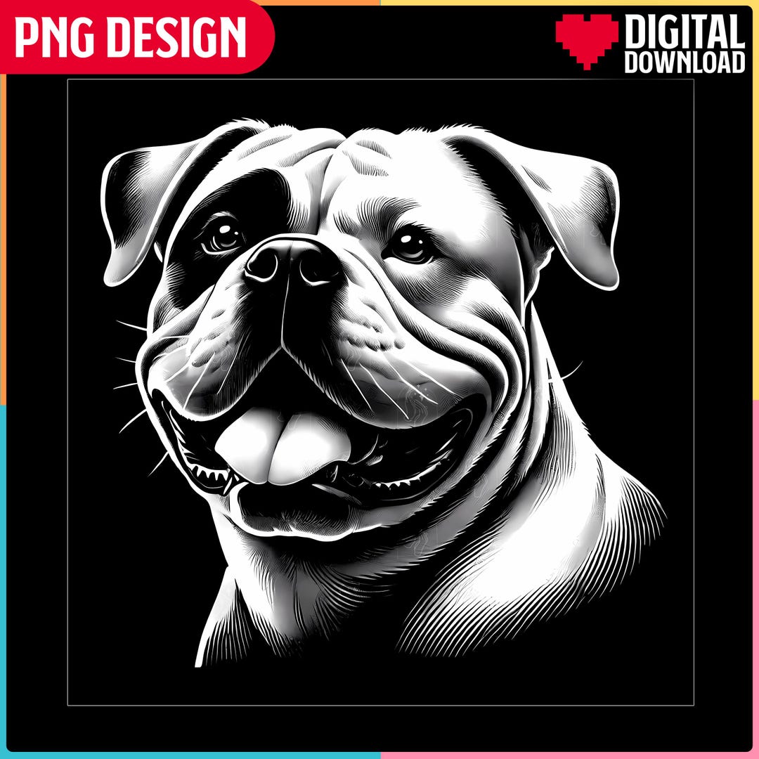 American Bulldog Laser Png Engraving Digital Download, Glowforge Burn ...