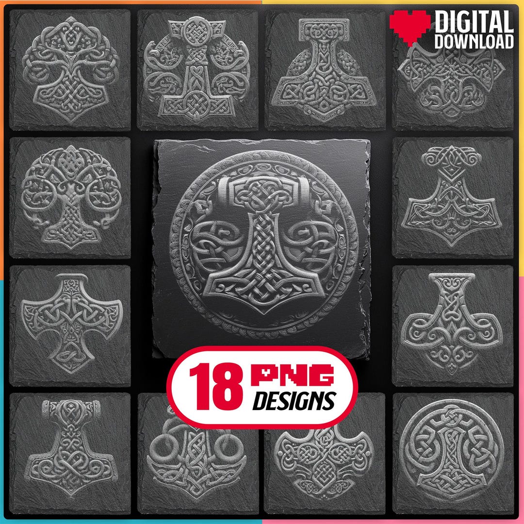 Mjolnir Thor Engraving Png Bundle Digital Download for Viking and ...
