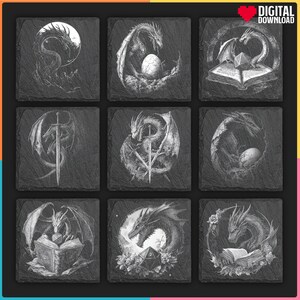 Dragon Laser Files for Engraving Png Bundle, Digital Download for ...