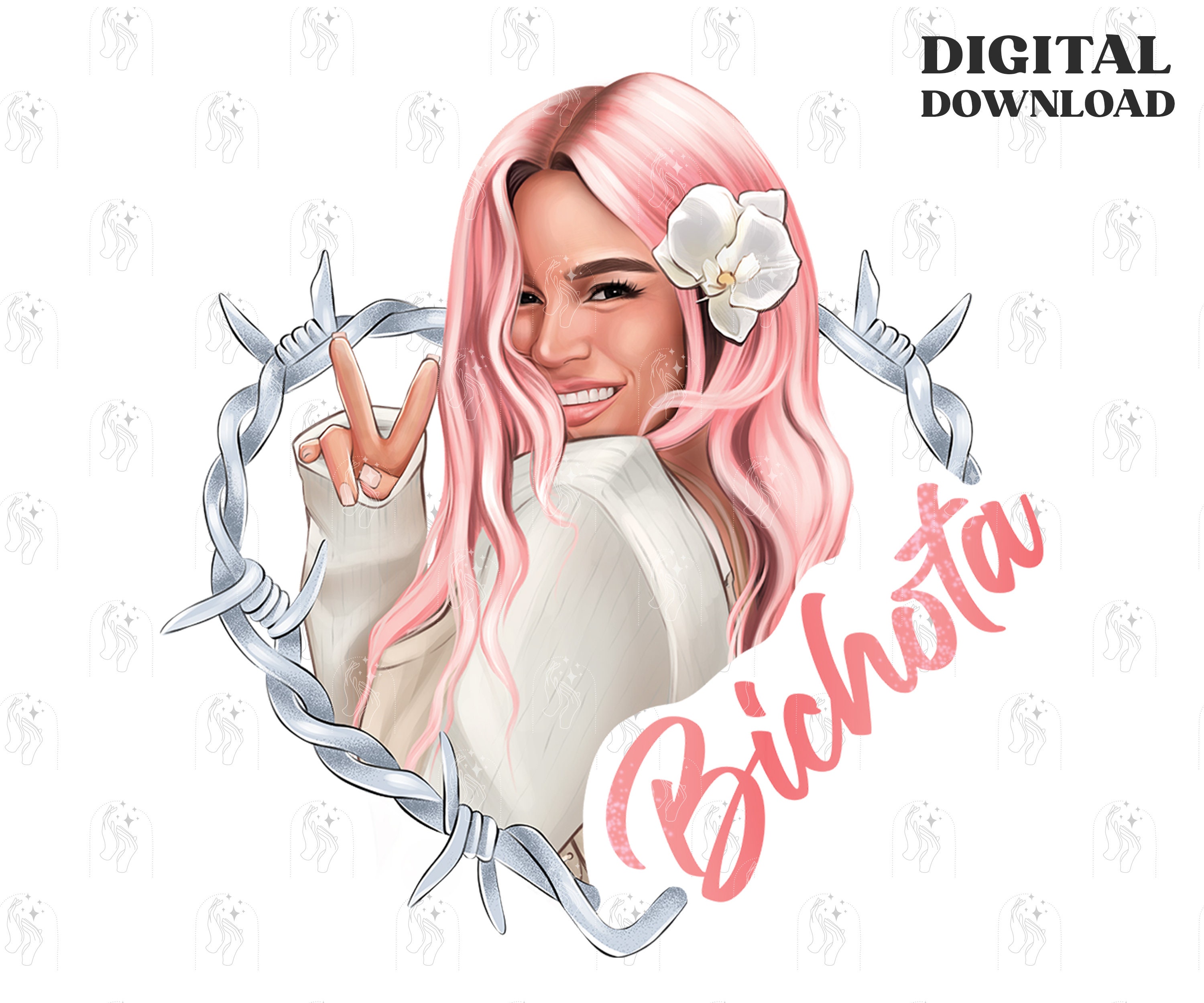 Karol G Png con Pink Hair Bichota Nuevo álbum Diseños de - Etsy México