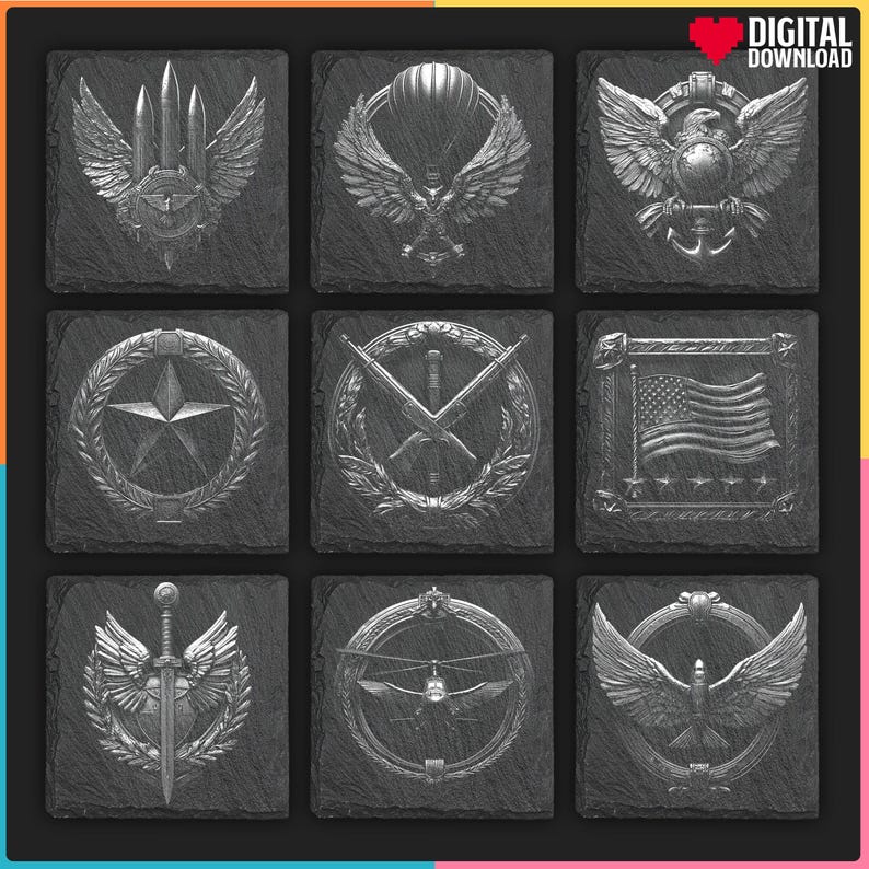 Military Emblem Laser Engraving PNG Bundle Digital Download for ...