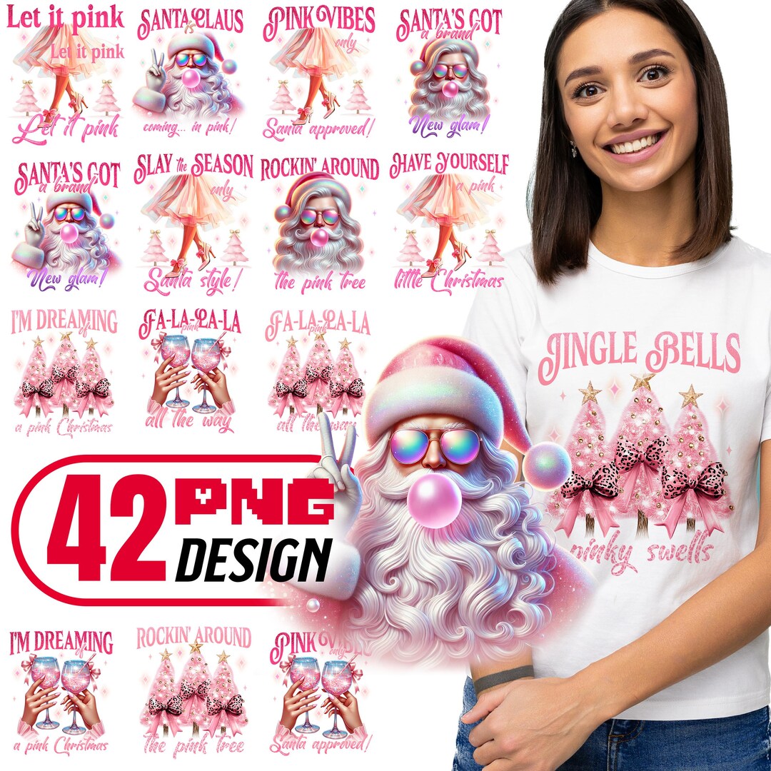 Coquette Pink Christmas Png Bundle With Boujee Santa Claus Digital ...