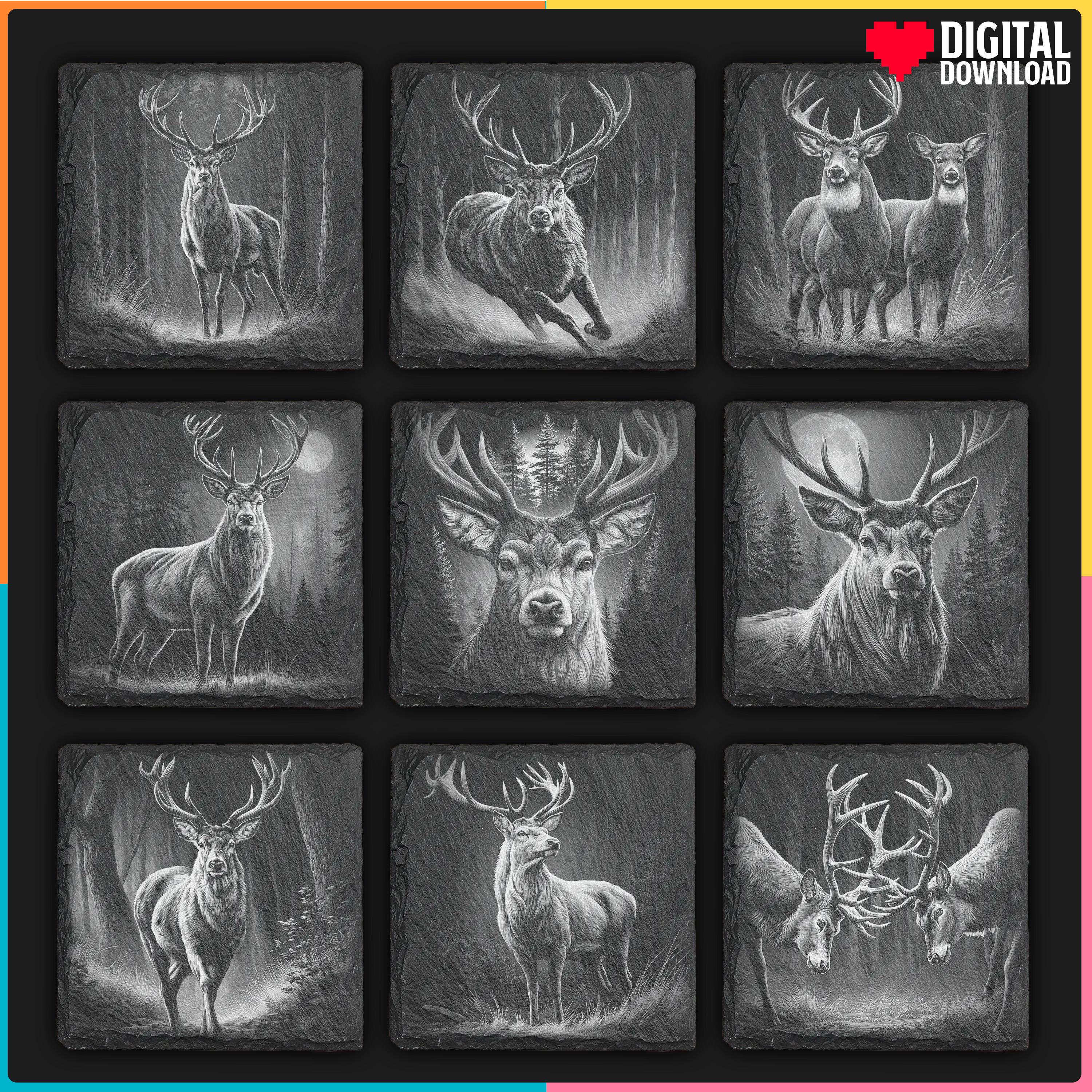 Big Buck Deer Laser Engraving Files Bundle Digital Download - Slate ...