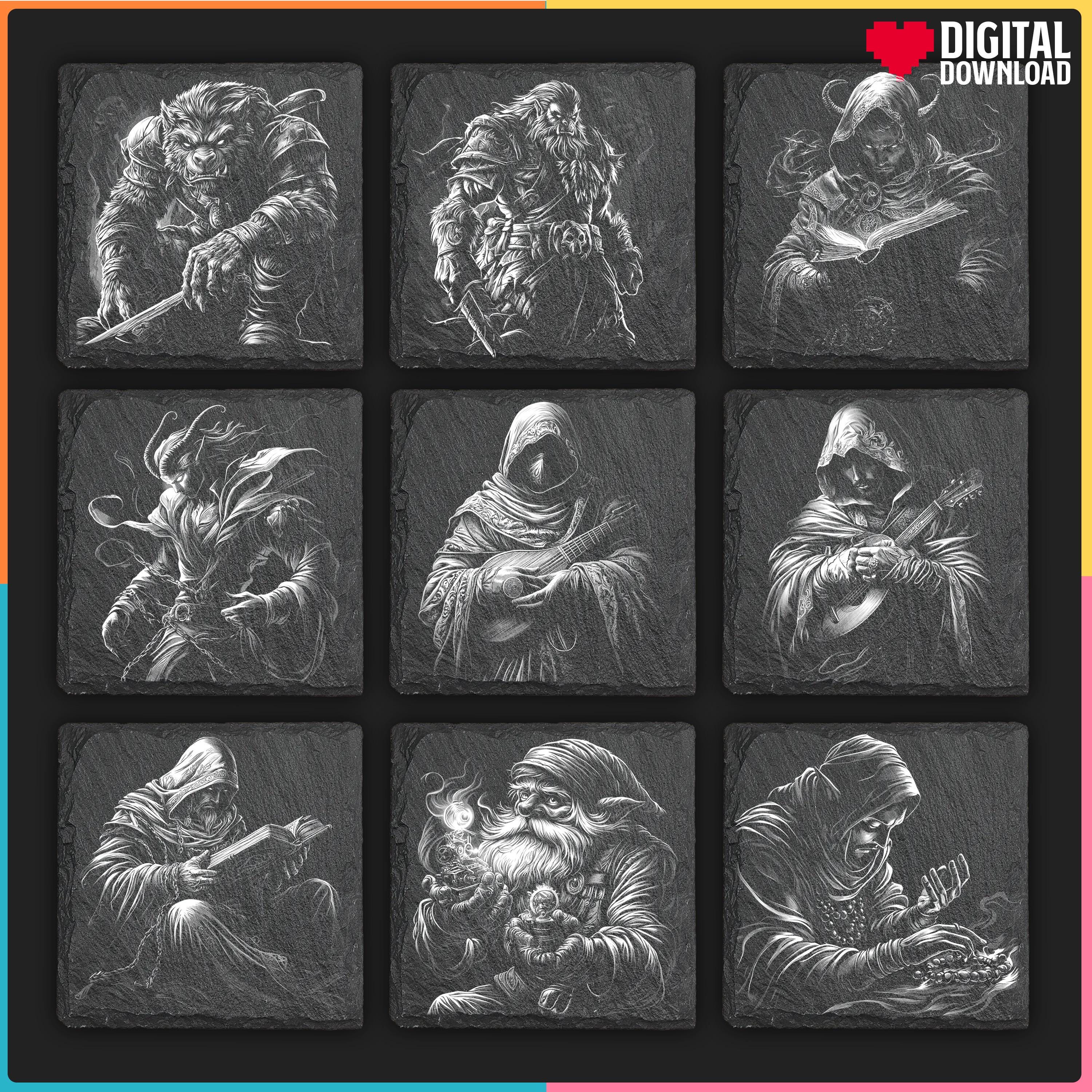 Dnd Character Engraving Png Bundle Digital Download for Glowforge ...