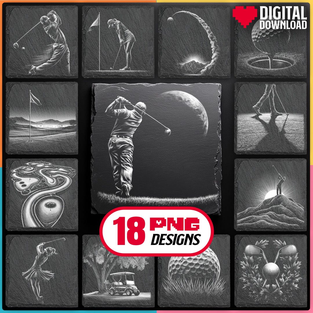 Golf Laser Files PNG Bundle for Engraving Digital Download, Game Day ...