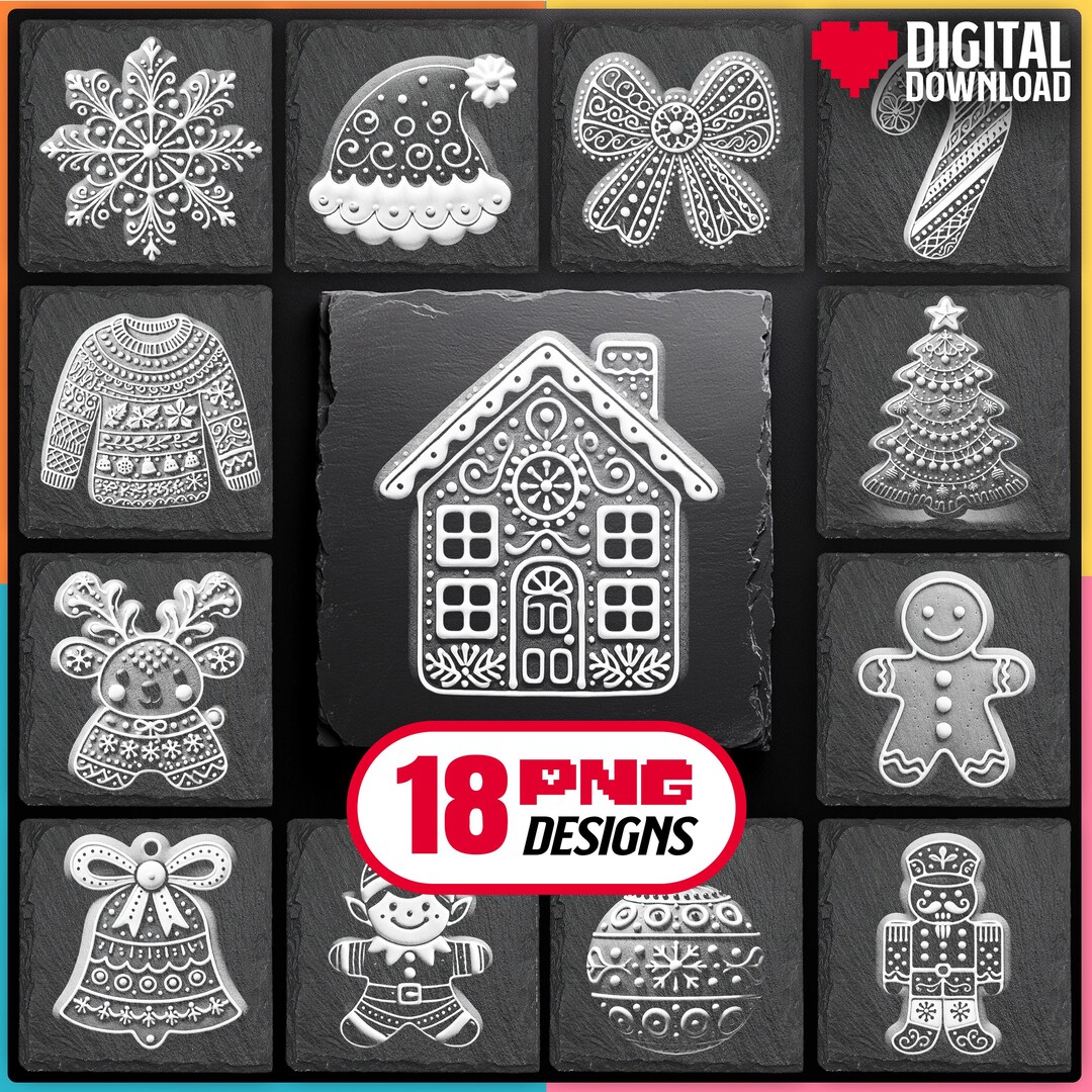 Gingerbread Laser Files Png Bundle for Engraving Digital Download for ...