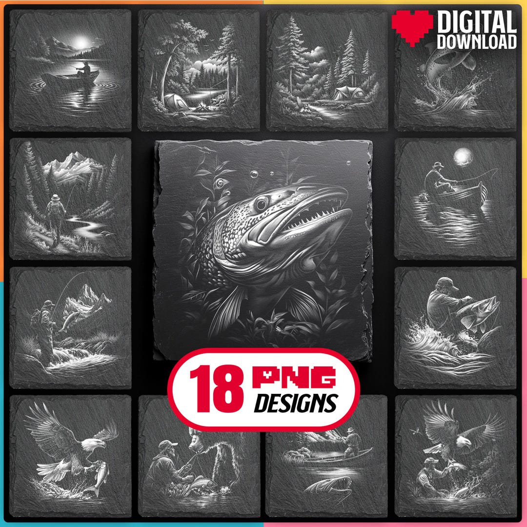 Bass Fishing Laser Png Bundle for Engraving Digital Download, Engraving ...