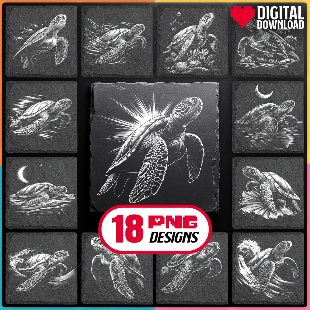 Sea Turtle Laser Png Files Bundle for Engraving Digital Download for ...