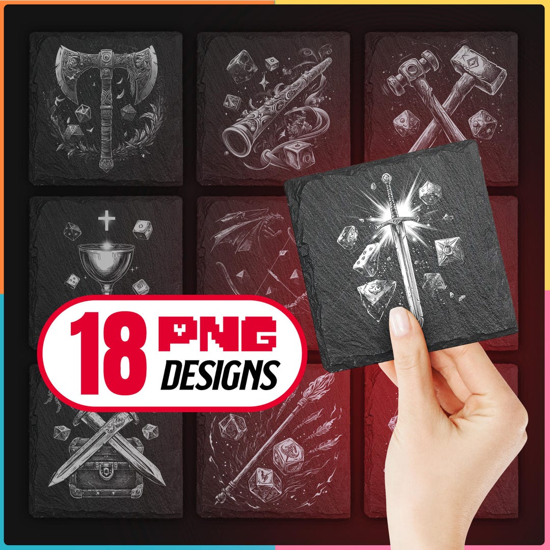 Slate Coaster Engraving Bundle With Dnd Laser Png Digital Download for ...