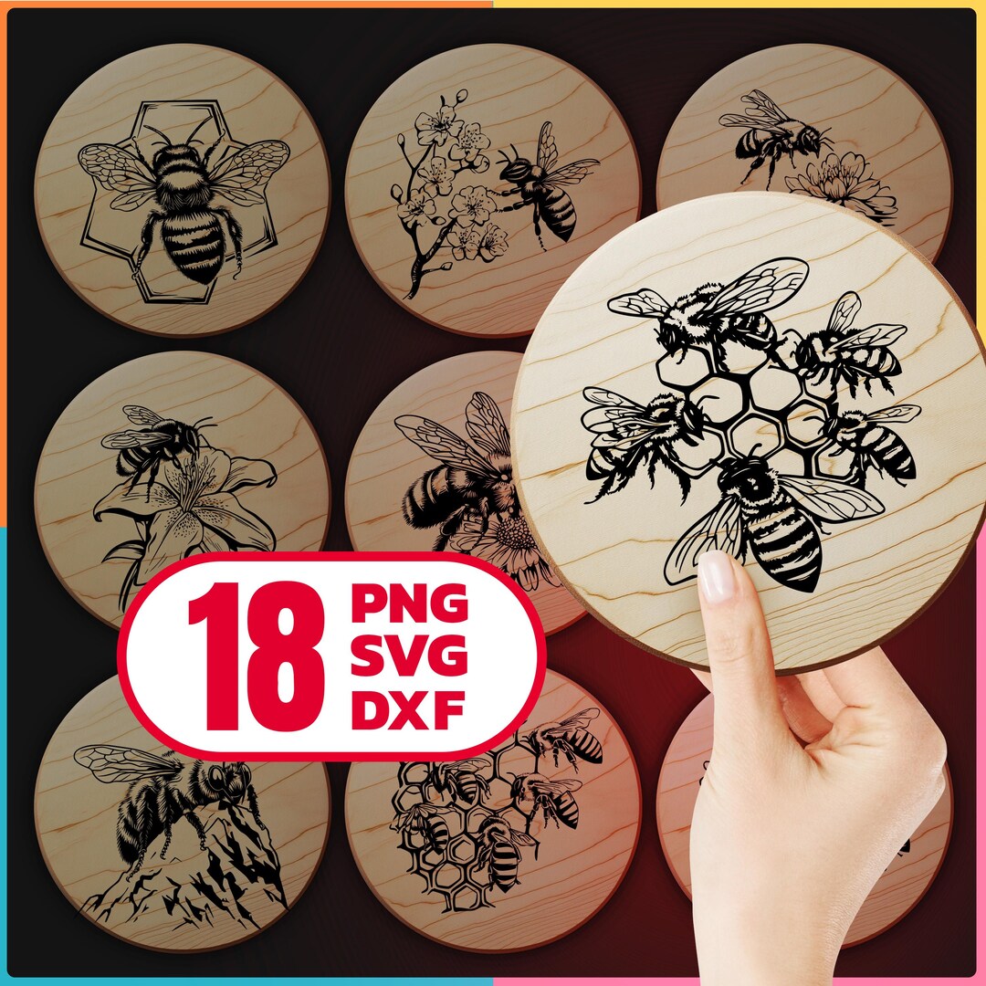 Honey Bee Laser Cut Files Bundle With SVG, DXF and PNG for Engraving on ...