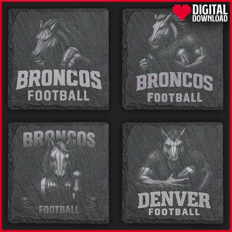 Denver Football Mascot Laser Files PNG Bundle Engraving, Digital ...