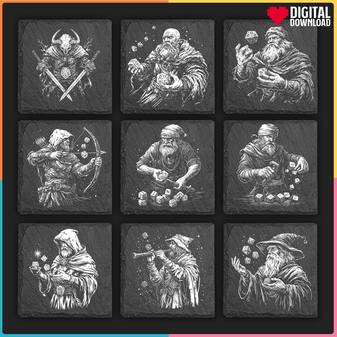 Dnd Character Engraving Png Bundle Digital Download for Glowforge ...