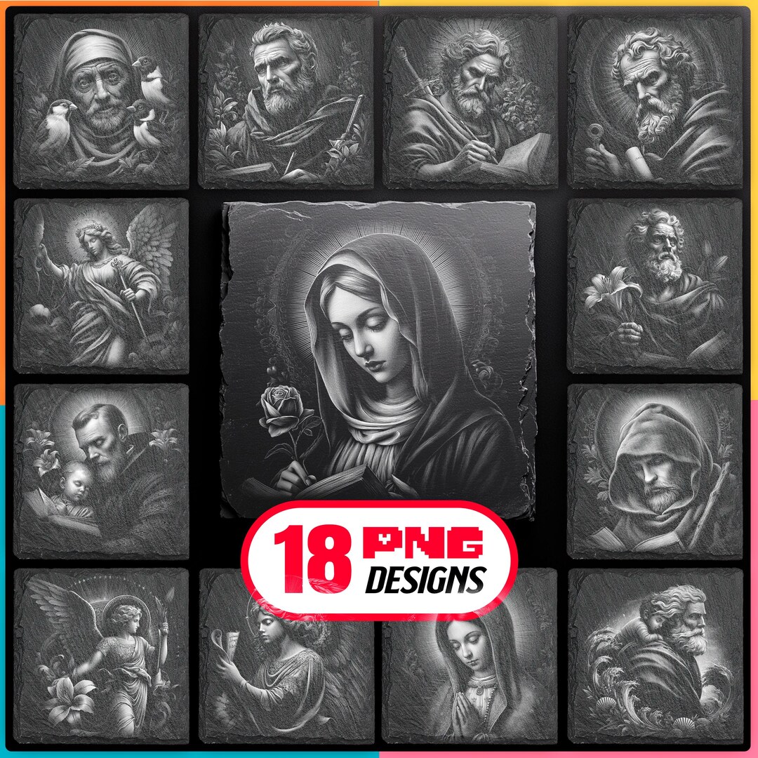 Catholic Saints Laser Engraving PNG Bundle Digital Download — Religion ...