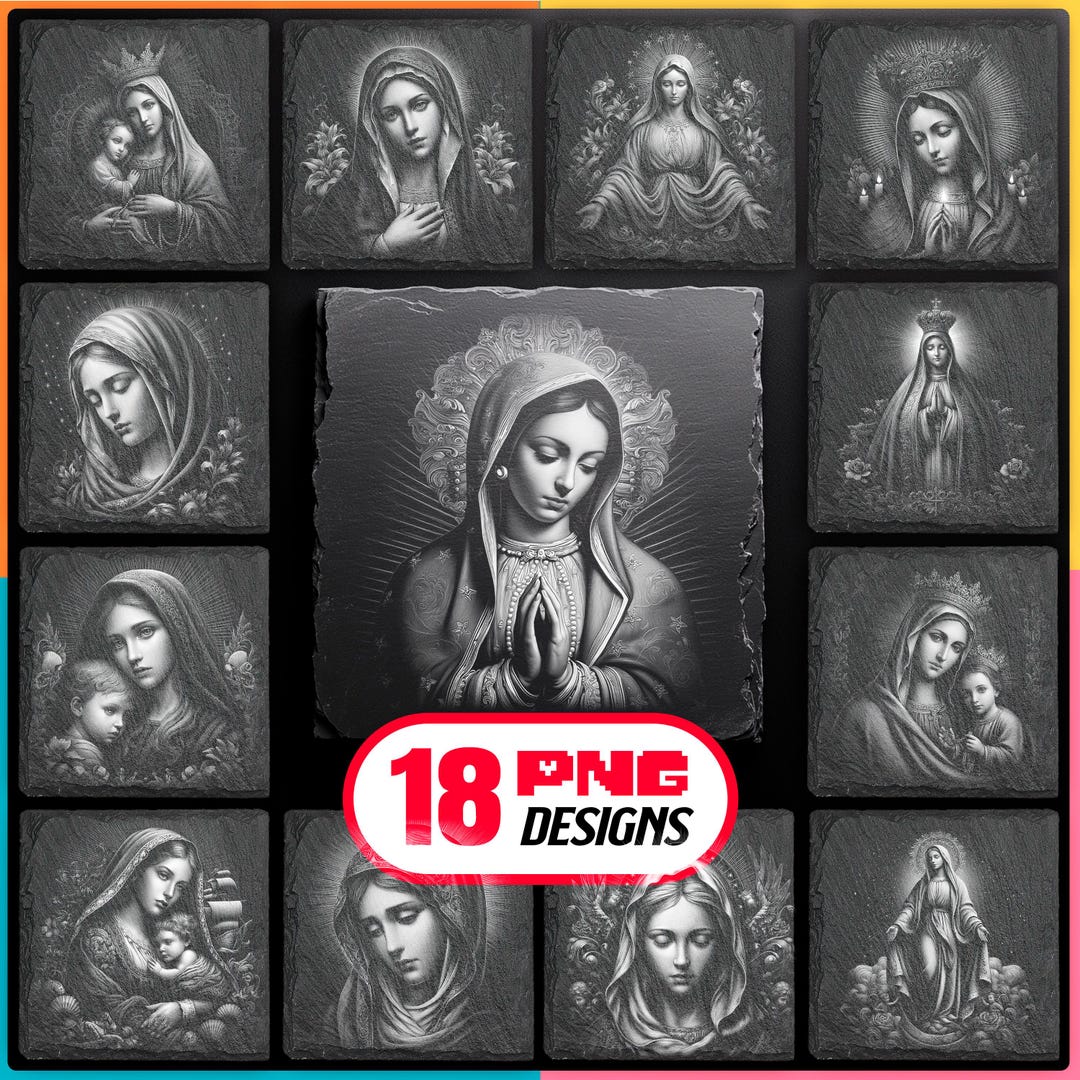 Madonna Virgin Mary Laser Engraving PNG Bundle Digital Download ...